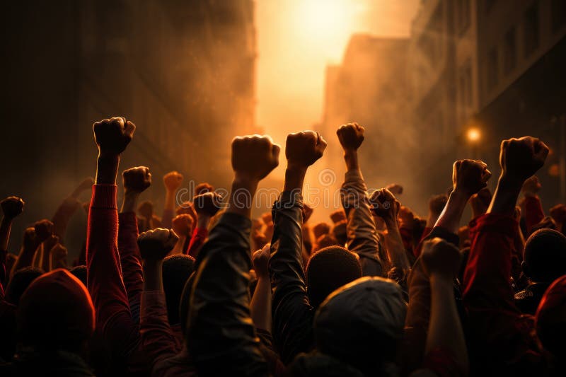 Close Up Diverse People Hands Raise Up. Generative AI Stock ...