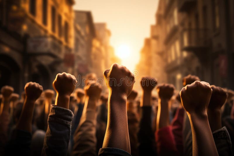 Close Up Diverse People Hands Raise Up. Generative AI Stock ...