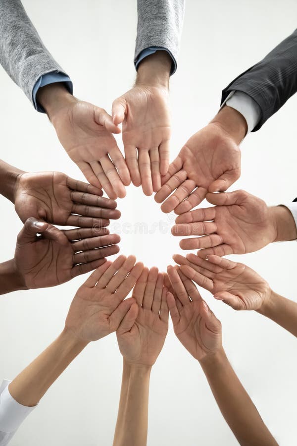 Close Up of Diverse People Join Hands in Circle Stock Photo - Image of ...