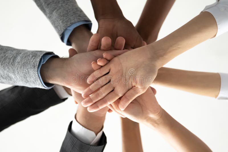 Close Up of Diverse People Stack Hands for Shared Success Stock Image ...