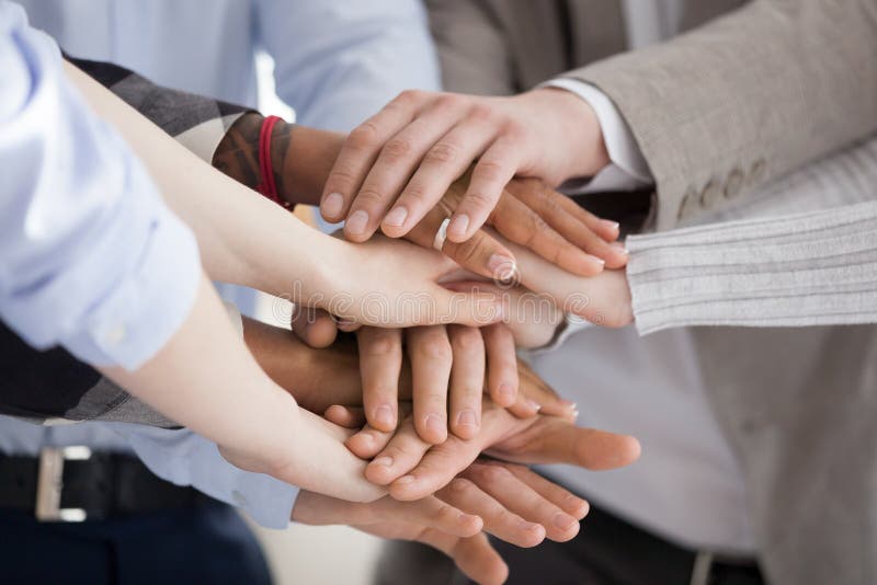 Close Up of Diverse People Put Hands in Stack Stock Image - Image of ...
