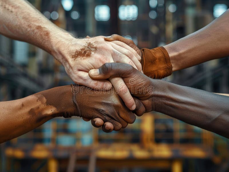 Close-up of Diverse Workers Hands Joined Together, Symbolizing Unity ...