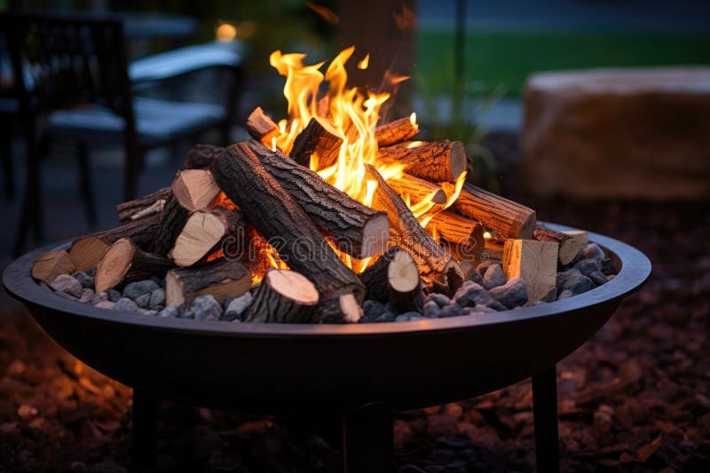 Close-up of a Diy Fire Pit with Burning Logs Stock Image - Image of ...