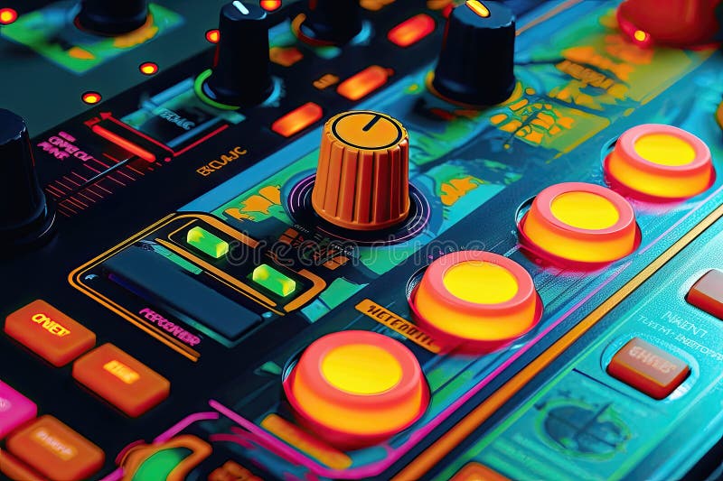 Close up of dj mixer stock illustration. Illustration of party - 281338334