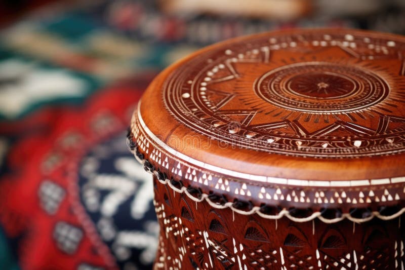 Close-up on a Djembe, an African Drum with Intricate Designs Stock ...