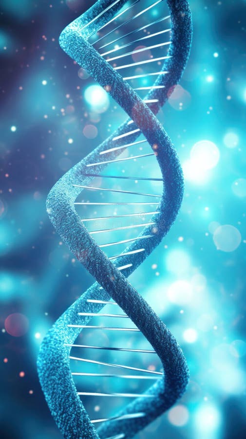 Close Up of DNA in the Distant Future. View Under the Microscope. Blue ...
