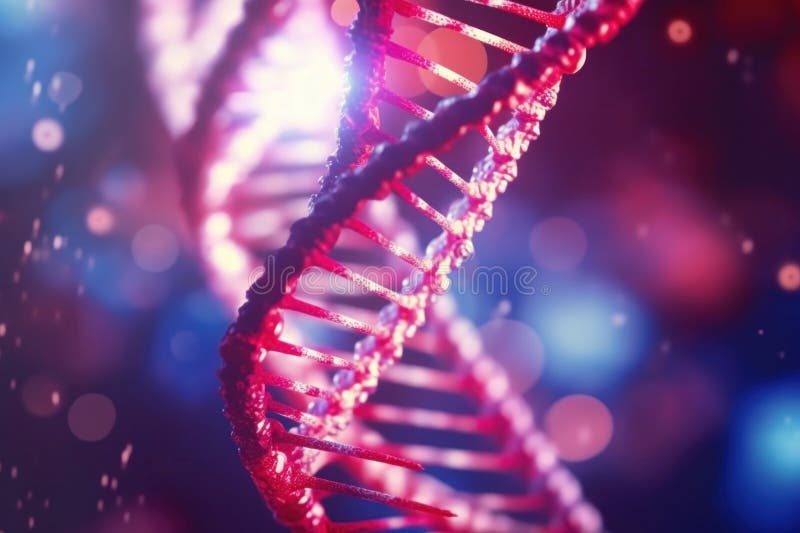 Close Up of DNA in the Distant Future. View Under the Microscope. Blue ...