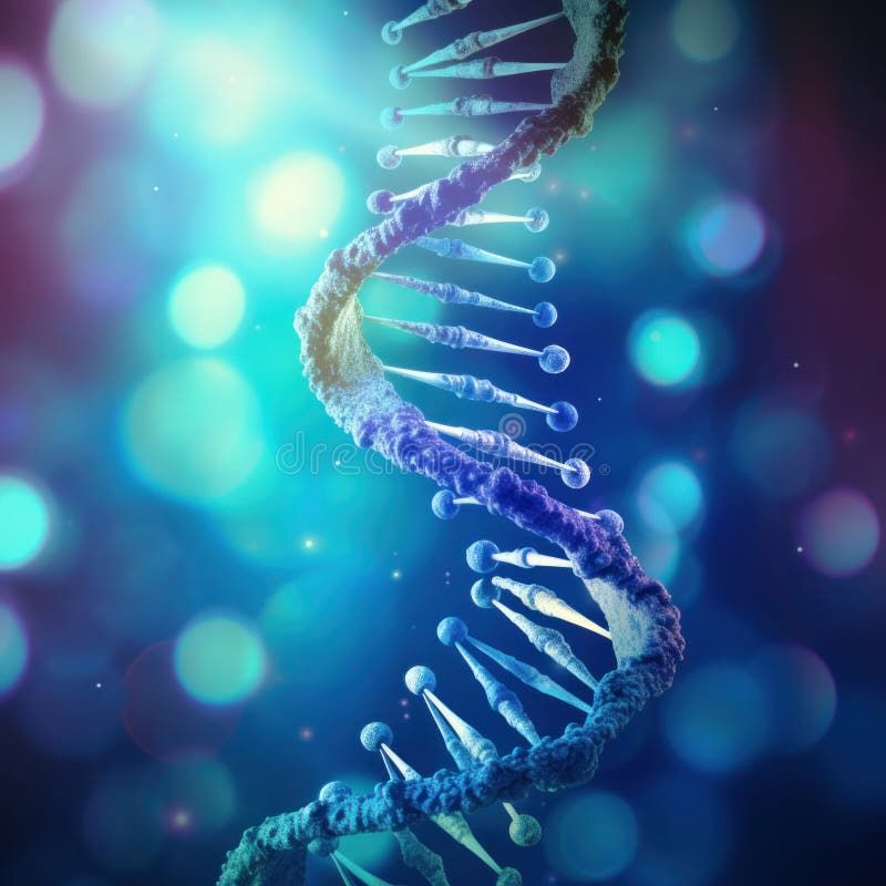 Close Up of DNA in the Distant Future. View Under the Microscope. Blue ...