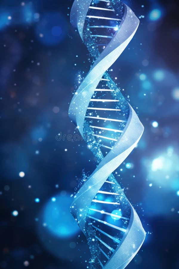 Close Up of DNA in the Distant Future. View Under the Microscope. Blue ...