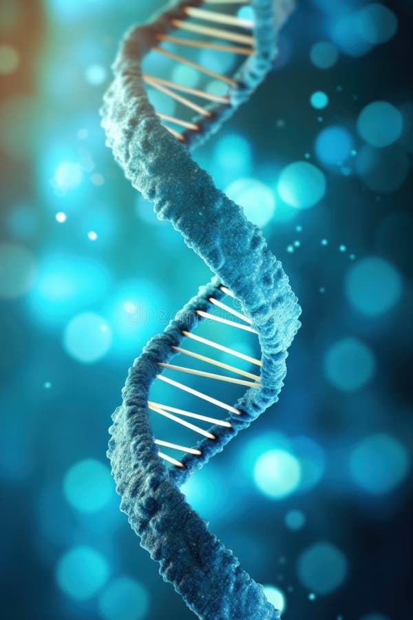 Close Up of DNA in the Distant Future. View Under the Microscope. Blue ...