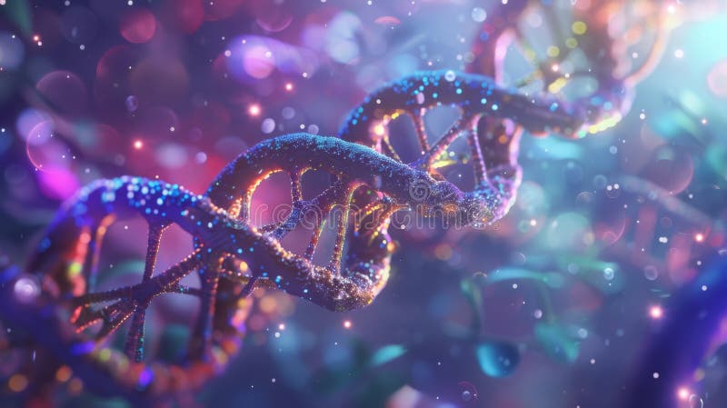 Dna Double Helix Structure Under Light Science Medical Research Stock ...