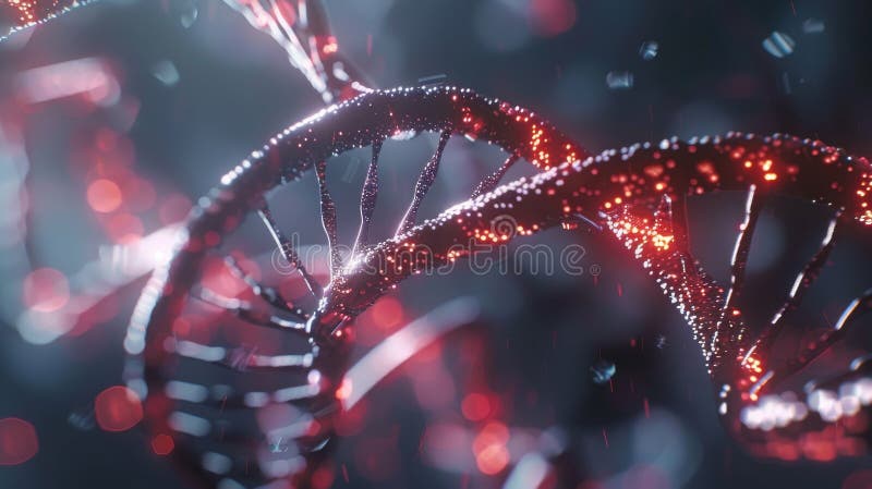A Close-up of a DNA Double Helix with Red and White Lights Stock ...