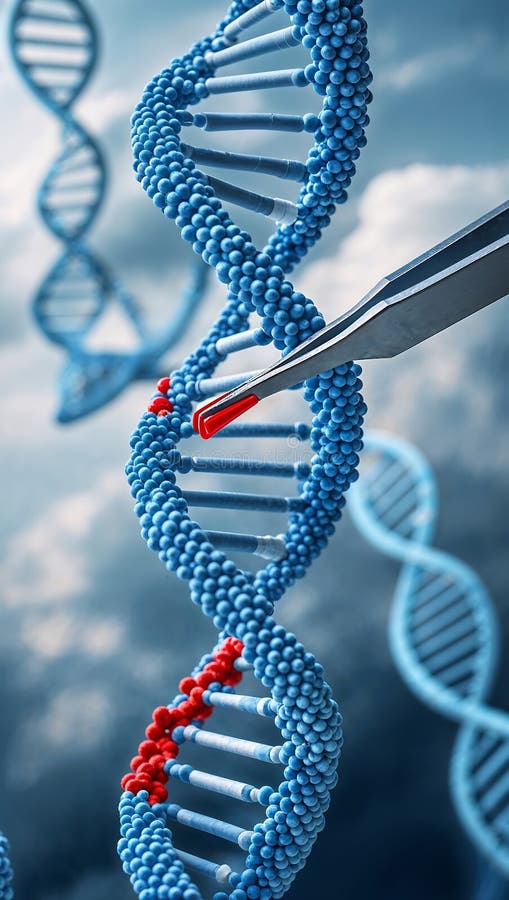 Close-Up of DNA Double Helix with Spherical Blue Molecules Stock ...