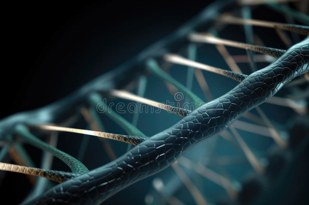 Close-up of Dna Double Helix, with Strands Twisting and Intertwining ...