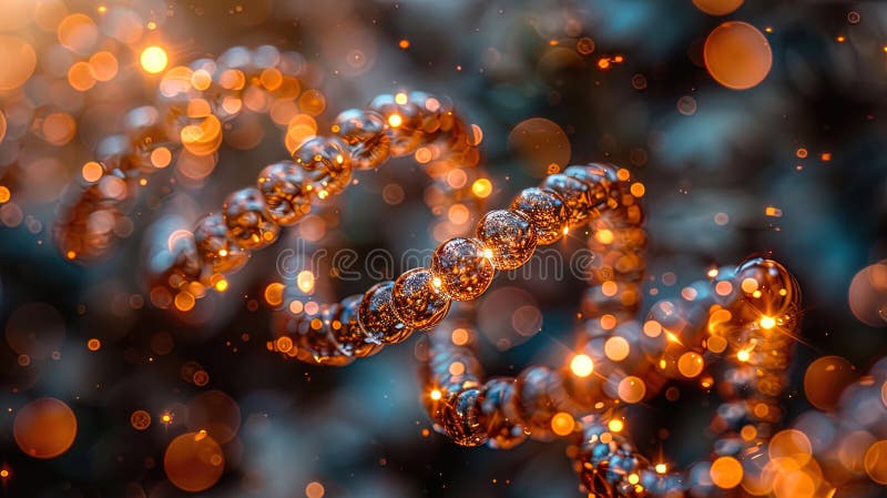 Close-up of a DNA Double Helix Structure, Illuminated Against a Dark ...