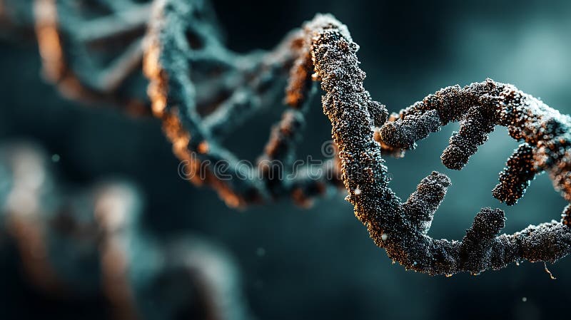 Close-up of a DNA Double Helix Structure. the Image Features a Dark ...