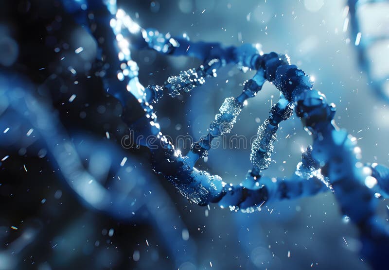 Close-up DNA Helix with Blue and White Tones Stock Illustration ...