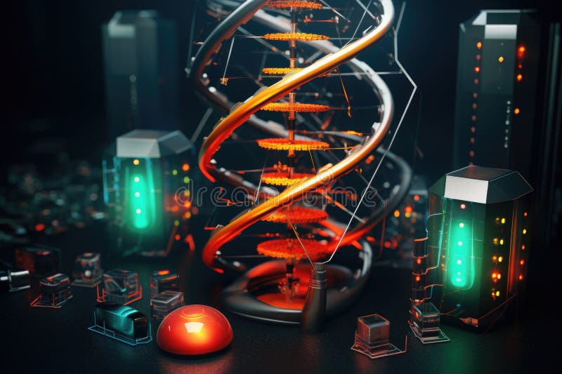 Close-up of Dna Helix with Storage Devices Around Stock Image - Image ...