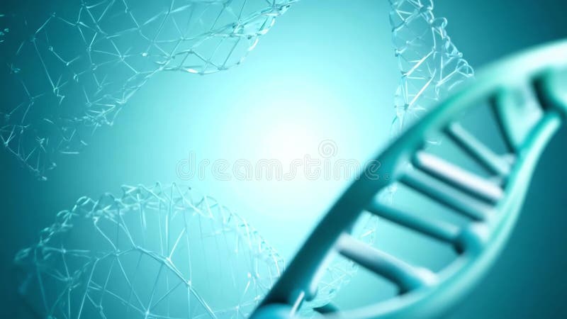 Close-up of Dna Helix Structure on Soft Blue Background. Concept of ...