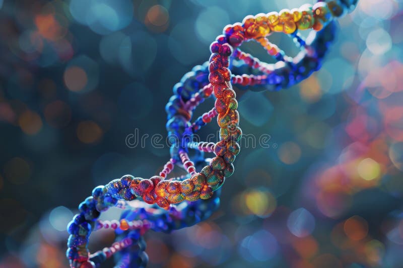Close-up DNA Model with Bright Flares Stock Photo - Image of ...