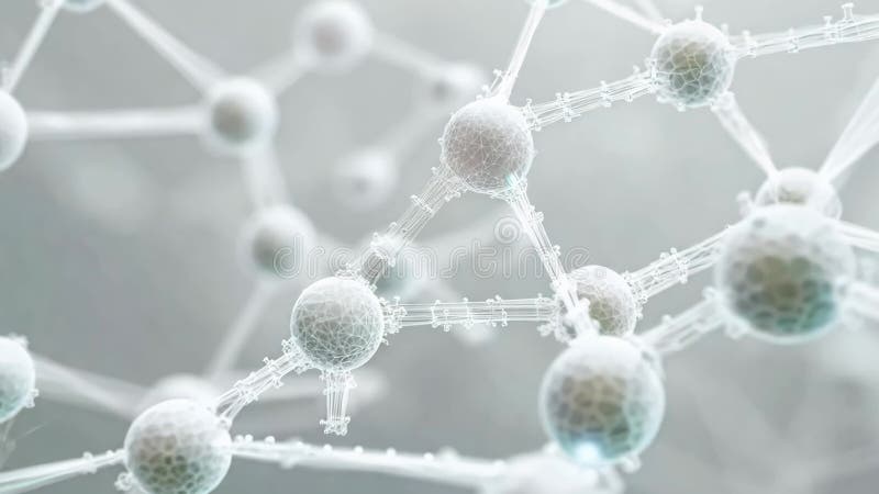 Close-up the DNA is Passed through the Molecule. White Molecules that ...