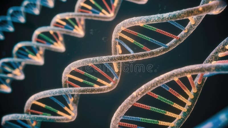 A Close Up of a Dna Strand with Many Colors, AI Stock Image - Image of ...