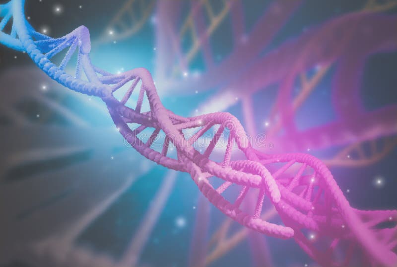 Close Up DNA Structure Molecule Chain Macro through Microscope View ...