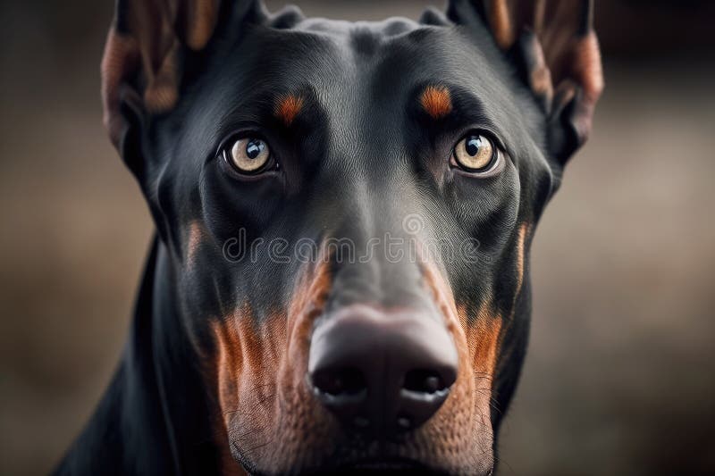 Close-up of Doberman S Head, with Its Piercing Eyes and Alert ...