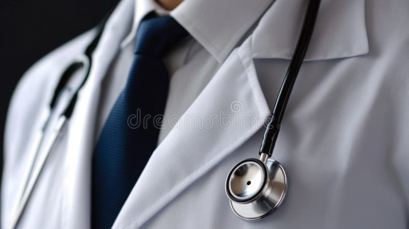 Close-up of a Doctor S Stethoscope and Lab Coat Stock Illustration ...