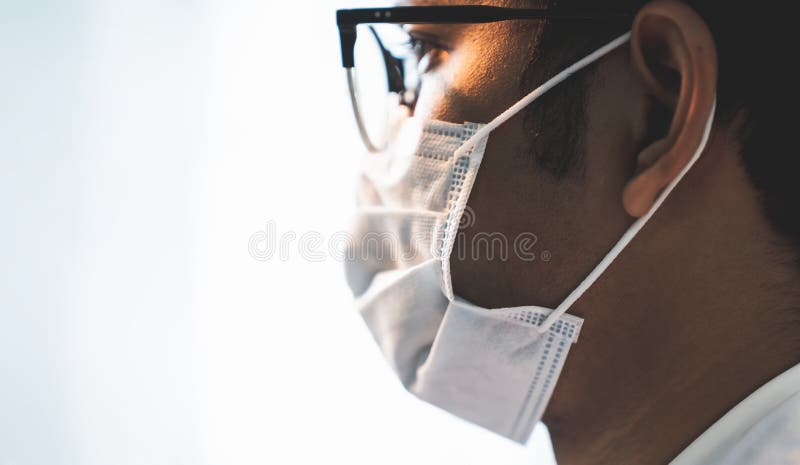 Close Up of Doctor Wearing Protection Face Mask from Various Pathogens ...