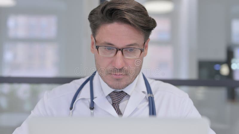 Close Up of Doctor Working on Laptop Stock Photo - Image of internet ...