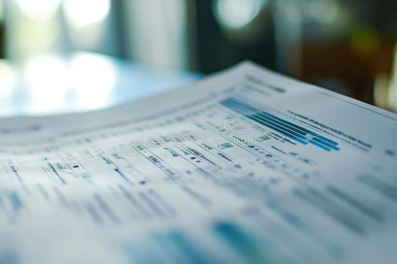 A Close-up of a Document Featuring Data Tables and Graphs Stock ...