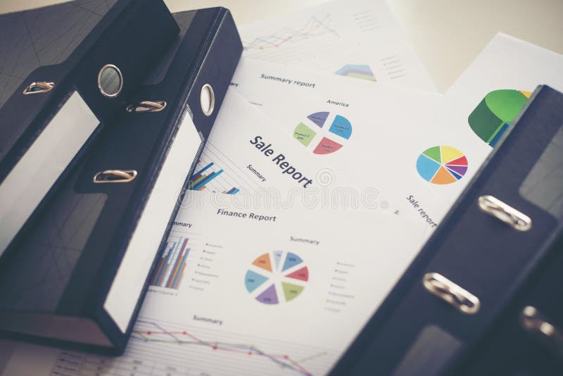 Close Up Document File and Business Chart Stock Photo - Image of ...