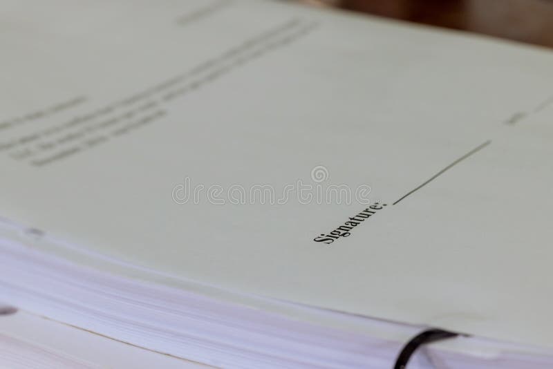 Close-up of with Document Signature at Official Paper Stock Image ...