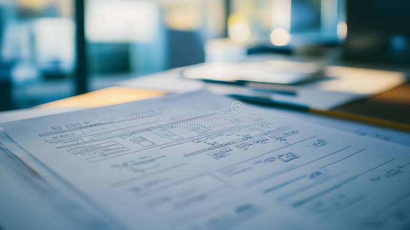 Close-up of Documents on a Desk in a Modern Office, Highlighting the ...