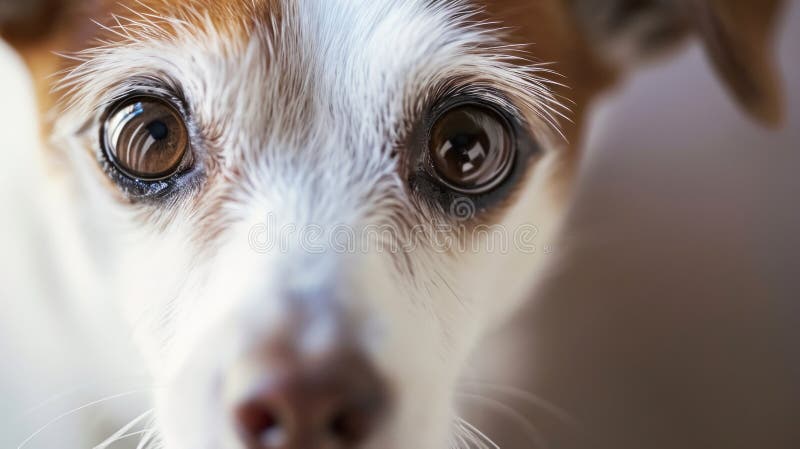 A Close Up of a Dog S Face with Brown Eyes and White Fur, AI Stock ...