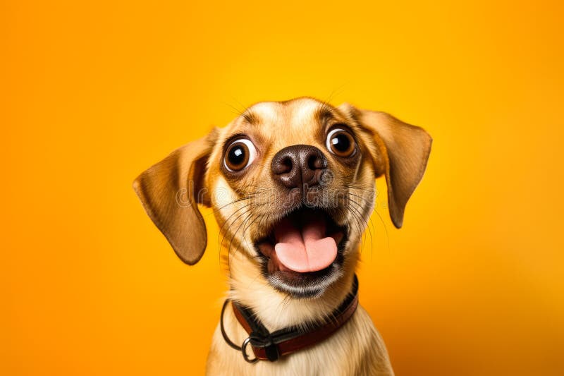 Close Up of a Dog on a Solid Background with a Shocked Expression ...