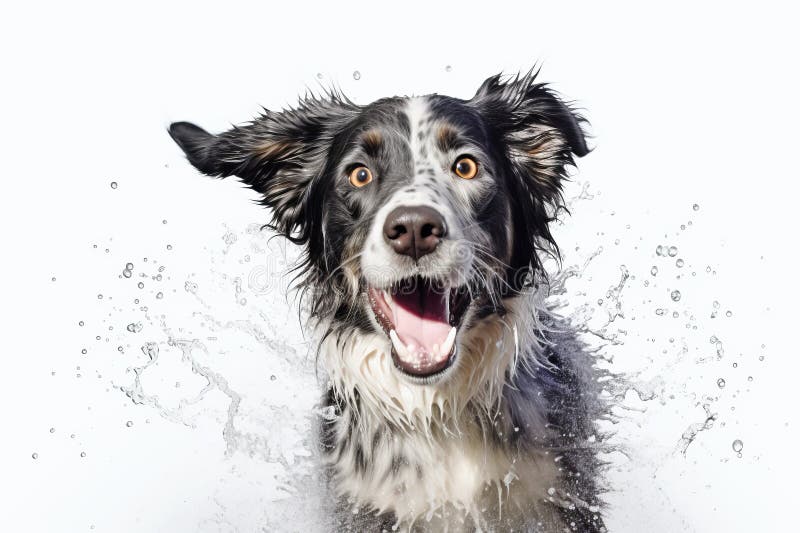 Close Up of Dog with Water Splashing on it S Face. Generative AI Stock ...