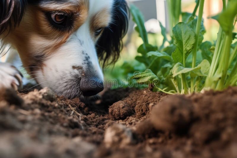 Close-up of Dogs Paws Digging Hole in Garden Soil Stock Photo - Image ...