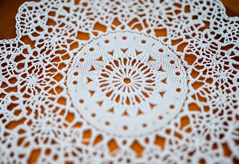 Close Up of a Doily on a Table Stock Illustration - Illustration of ...
