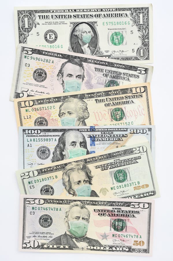 Close Up of Dollar Banknote with Face Mask Stock Photo - Image of ...