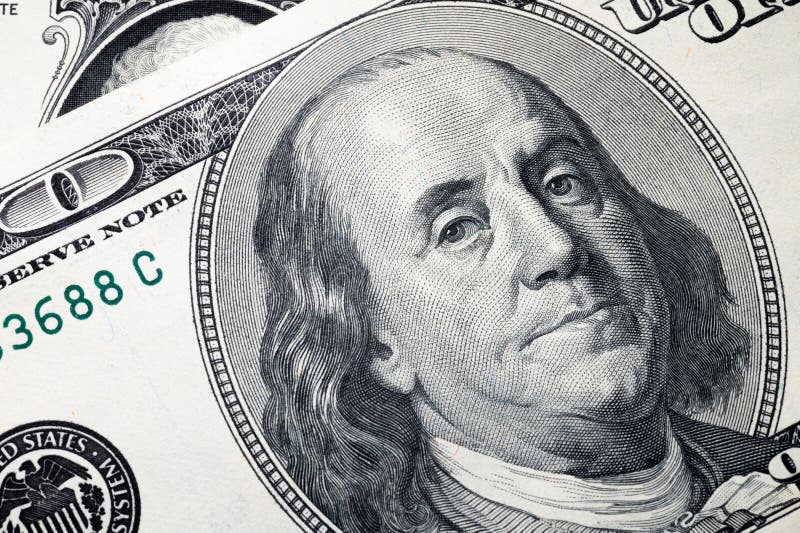 Close-up of 100 Dollar Bill Paper. Background for Financial Articles ...