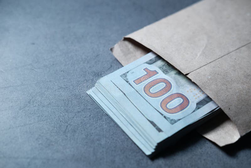 Close Up of 100 Dollar Cash in Envelope Stock Photo - Image of credit ...