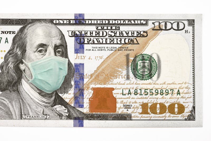 Close Up of 100 Dollar Money Bill with Face Mask Stock Image - Image of ...