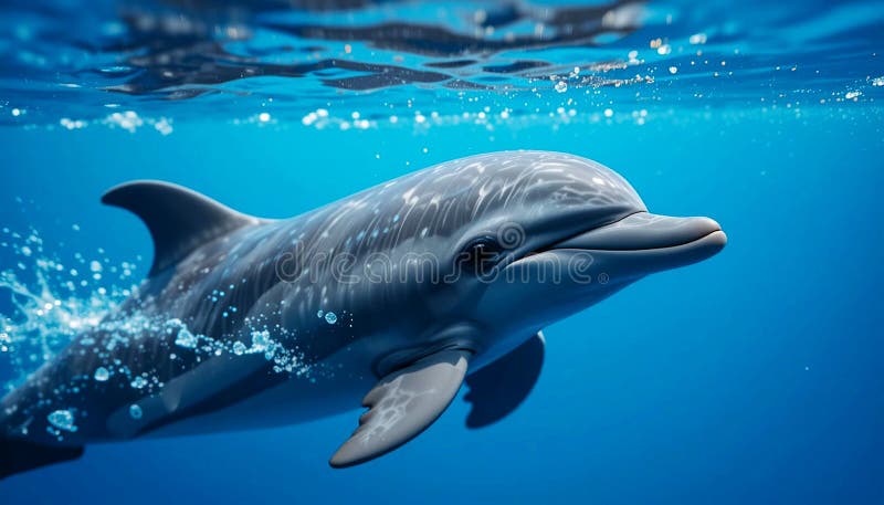 Close-up of a Dolphin Emerging from Crystal-clear Blue Water Stock ...
