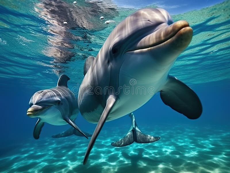 Ai Generated Illustration Wildlife Concept of Close Up of Dolphins Stock Illustration ...
