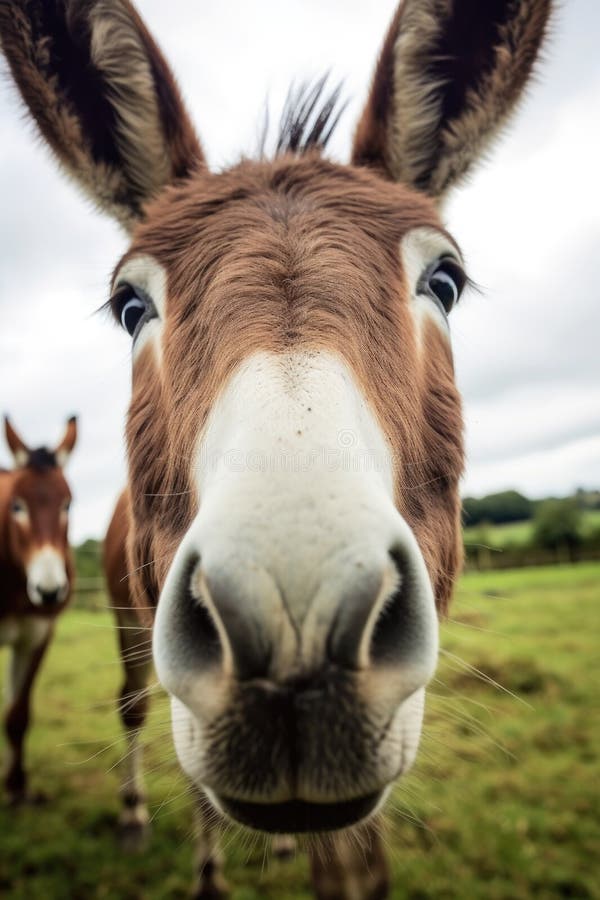 Close-up of a Donkeys Curious Face Stock Illustration - Illustration of ...