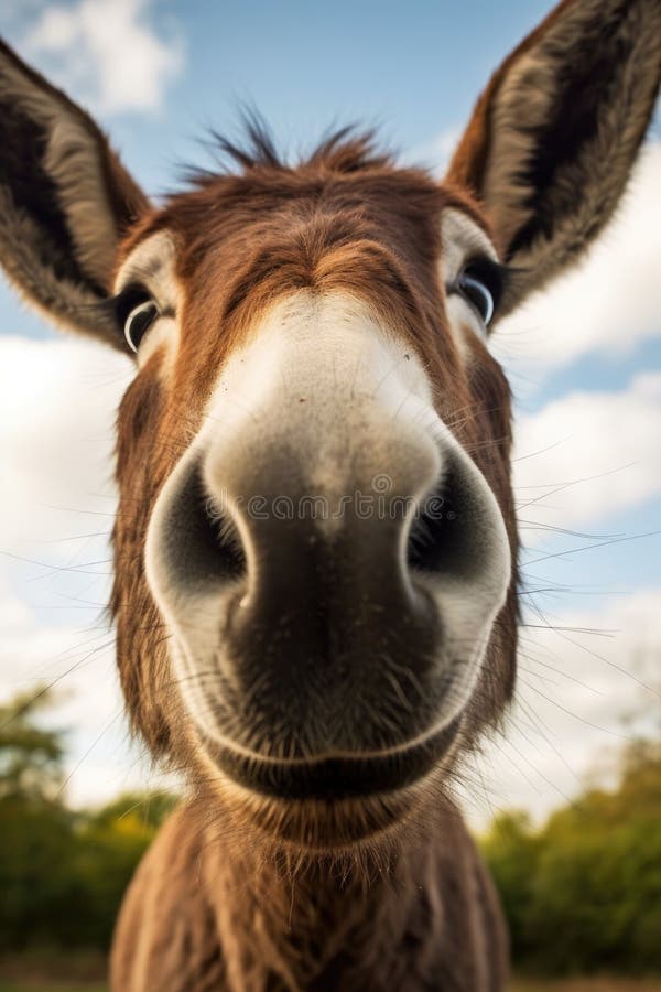 Close-up of a Donkeys Curious Face Stock Illustration - Illustration of ...