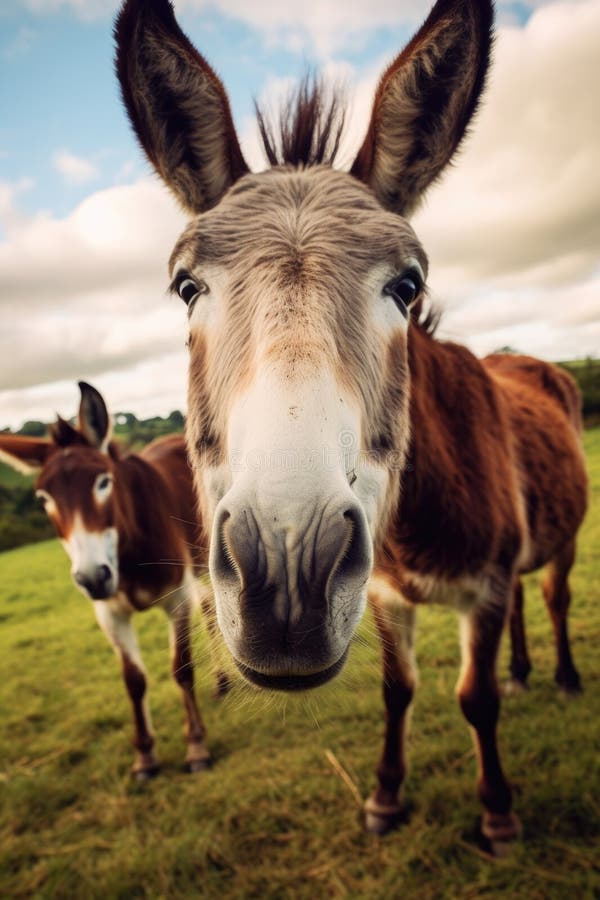 Close-up of a Donkeys Curious Face Stock Illustration - Illustration of ...