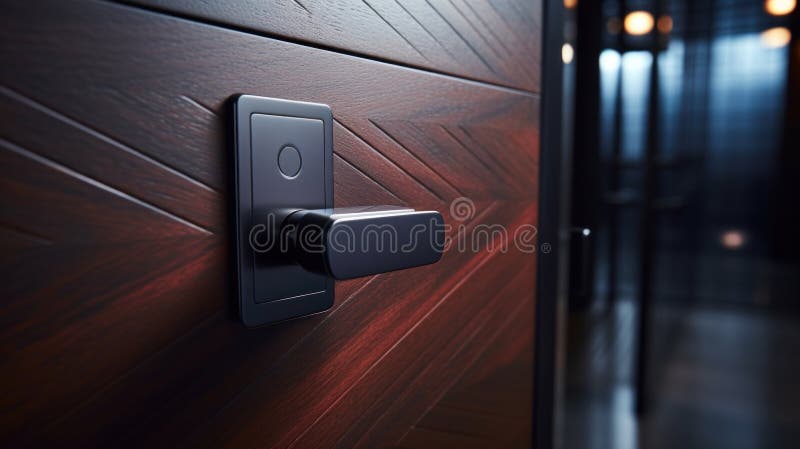 A Close Up of a Door Handle on the Side of a Wooden Wall, AI Stock ...
